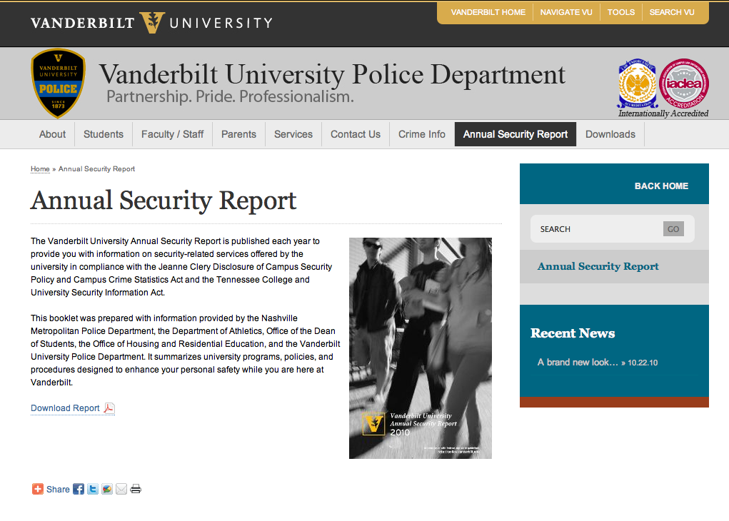 VU Police Department uses WP theme | Digital Strategies | Vanderbilt ...