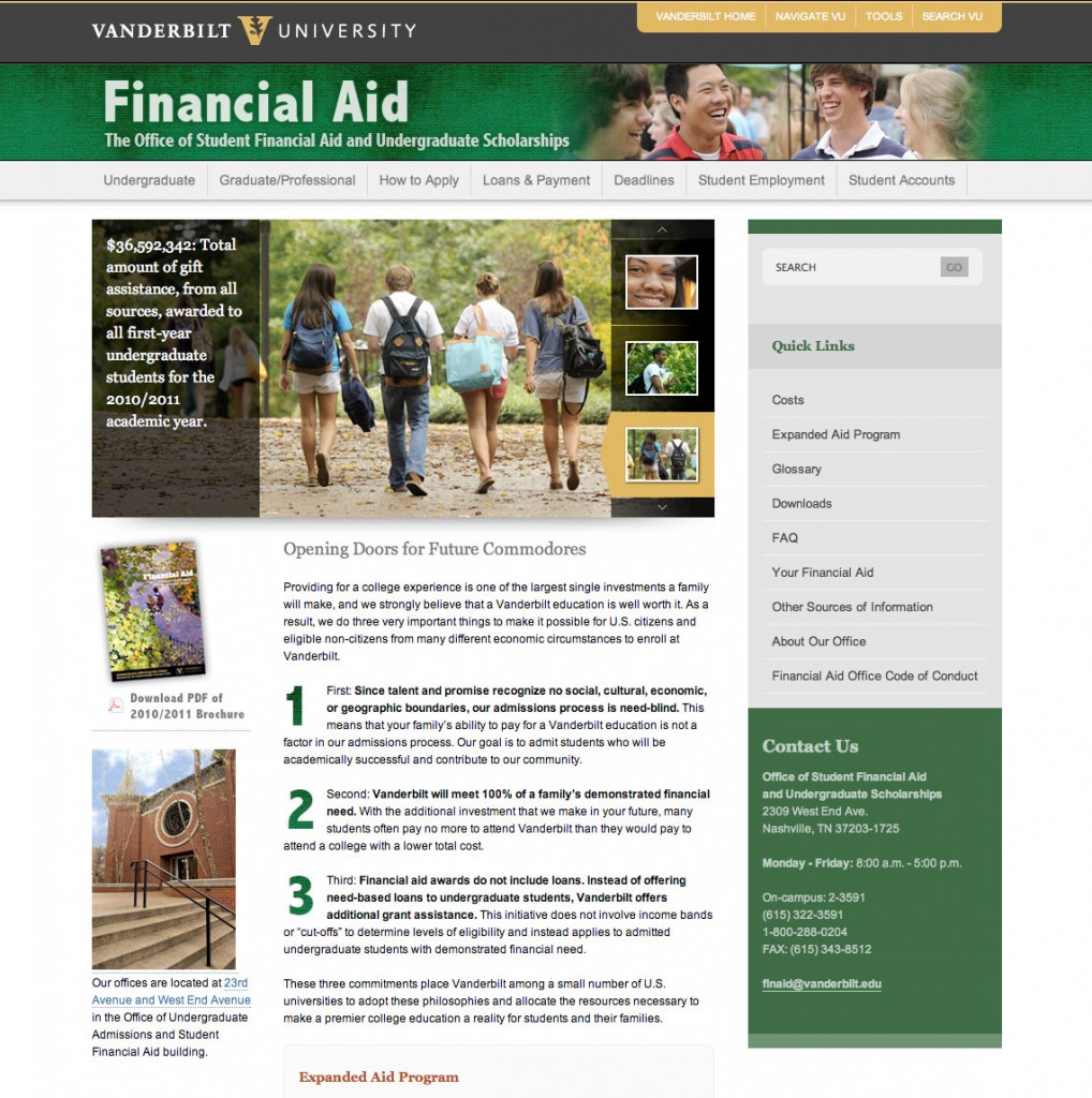 Financial Aid website launches | Digital Strategies | Vanderbilt University
