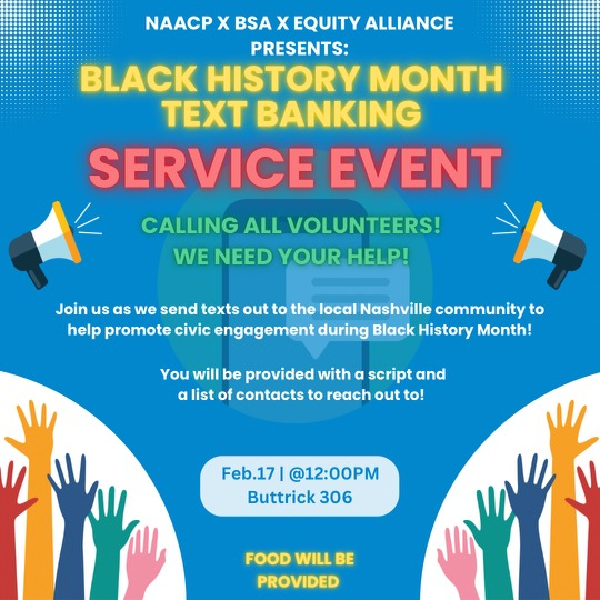BHM Service Event Flyer | Black Cultural Center | Vanderbilt University