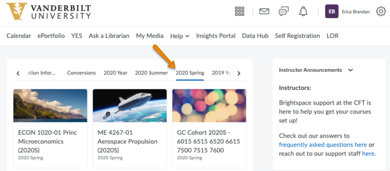 How do I locate my courses? | Brightspace Support | Vanderbilt University