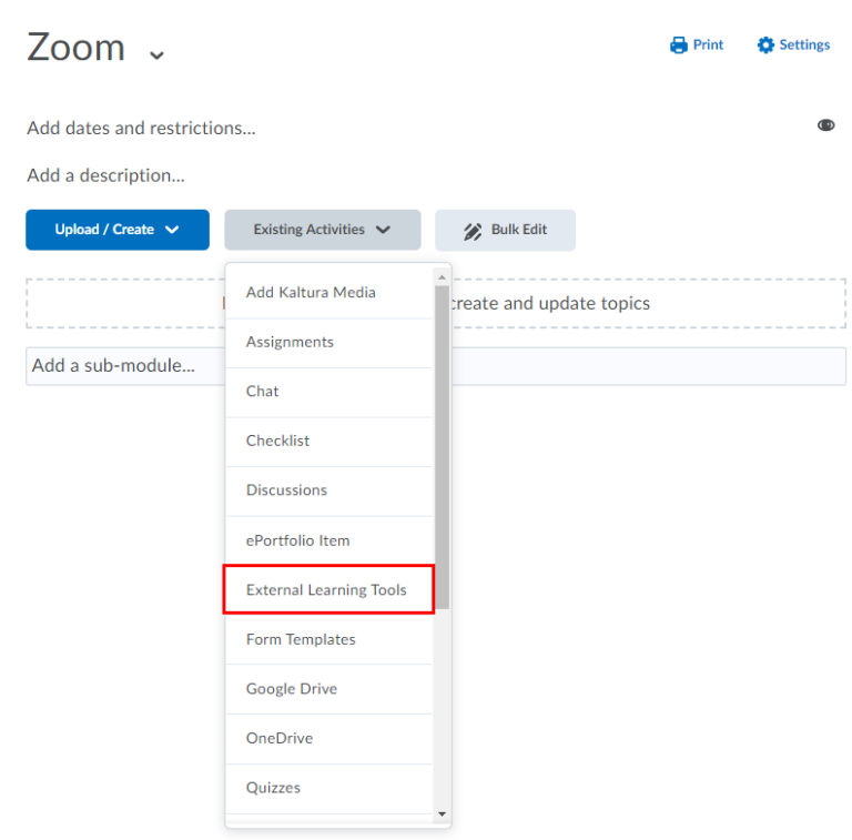 Activating the Zoom tool in your course | Brightspace Support ...