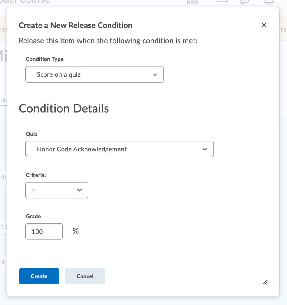 Creating an Honor Code quiz | Brightspace Support | Vanderbilt University