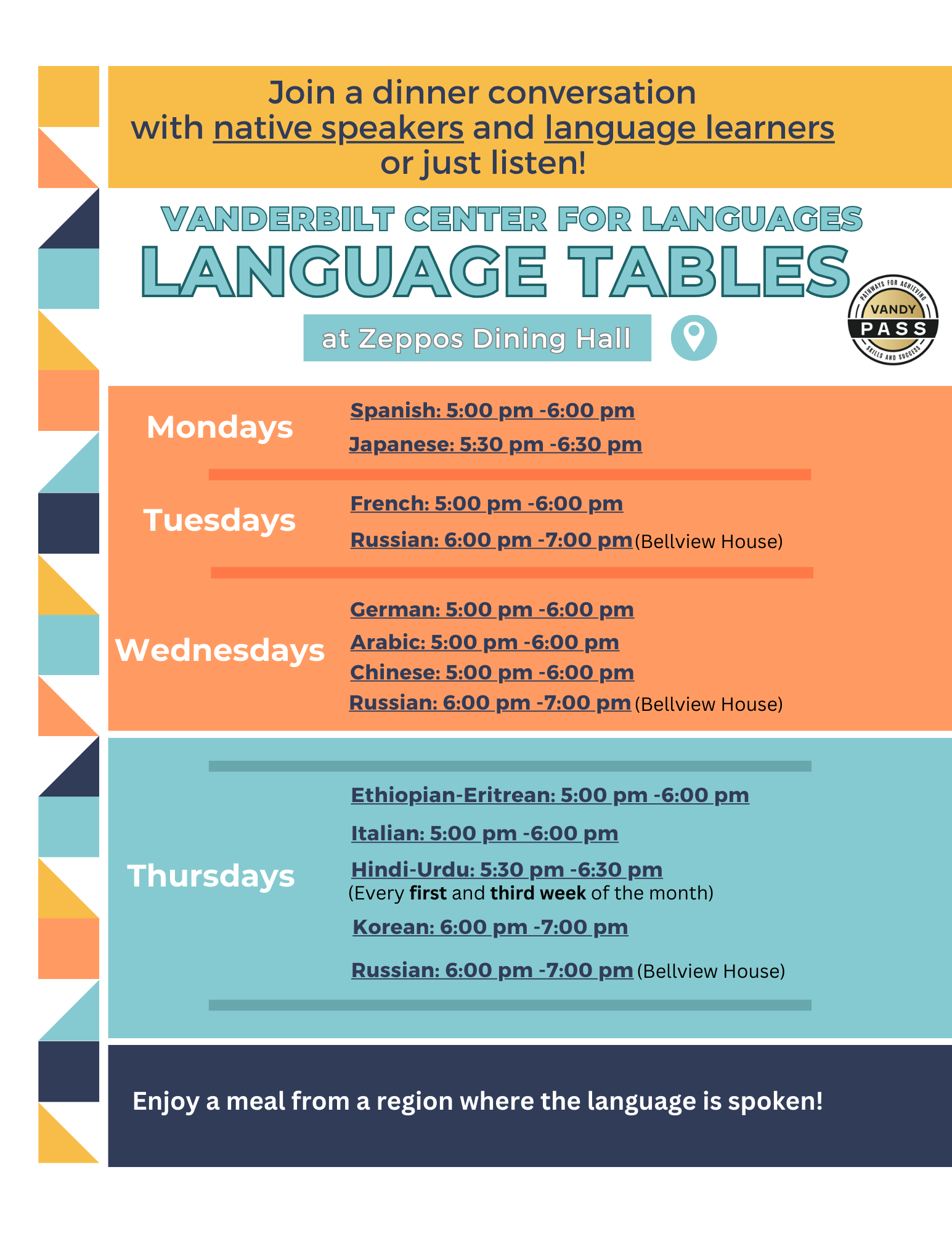 Language Tables | Center for Languages | Vanderbilt University