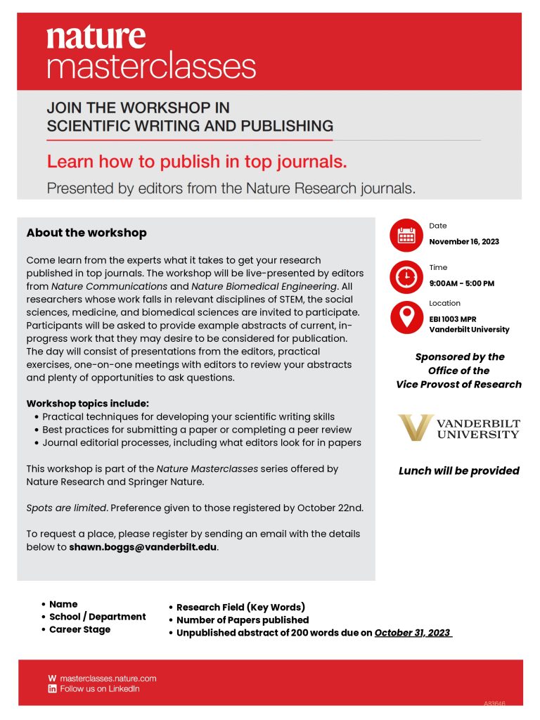 Office of the Vice Provost for Research hosts ‘Nature Masterclass: Scientific Writing and ...