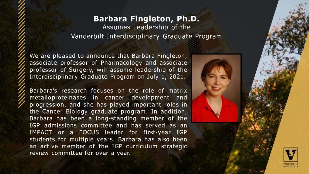 Barbara Fingleton Named Director of IGP 2021 | Department of ...