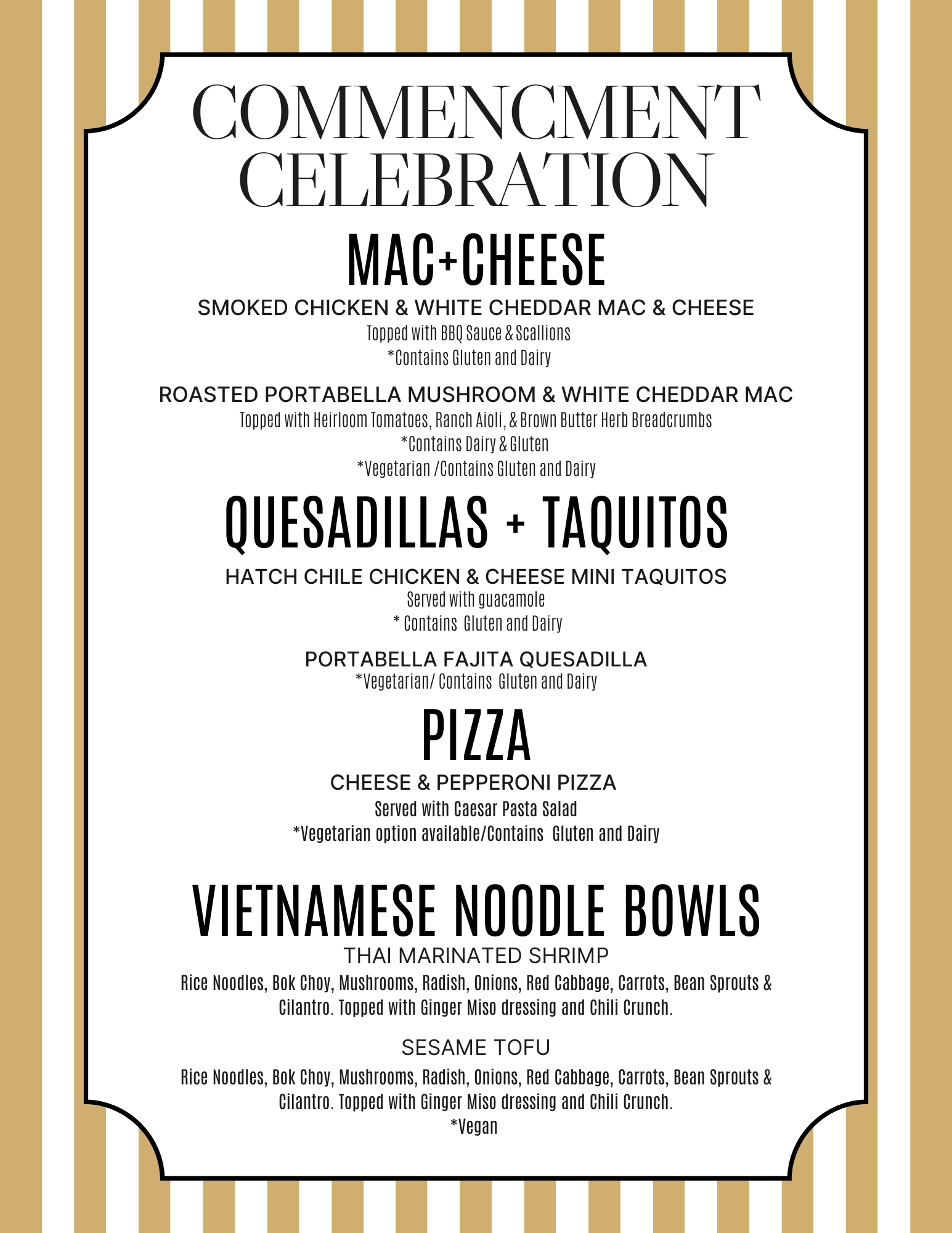 Commencement Celebration Menu | Commencement | Vanderbilt University